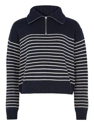 Miu Miu Striped Quarter Zip Sweater - Black