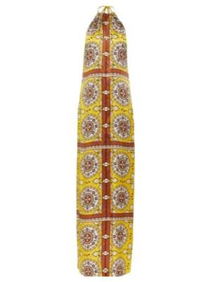 NILI LOTAN Sleeveless Printed Maxi Dress - Brown