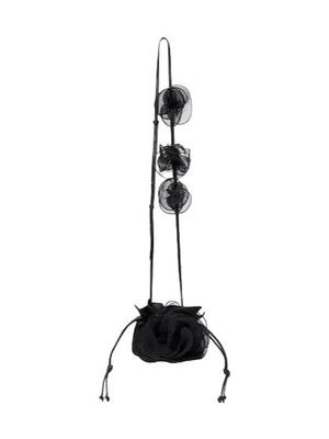 Magda Butrym Small Floral-appliqué Silk Bucket Bag - Black
