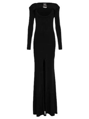David Koma Embellished Ribbed-knit Maxi Gown - Black
