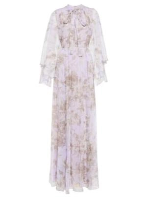 Erdem Chiara Printed Silk Gown - White