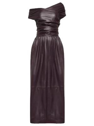 Altuzarra Corfu Off-the-shoulder Leather Maxi Dress - Black