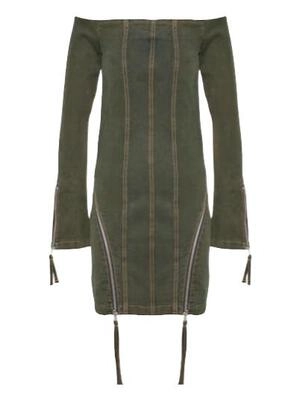 Blumarine Off-shoulder Denim Minidress - Black