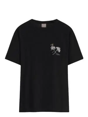 Dior T-shirt With Flower Bee Embroidery, Relaxed Fit - Black