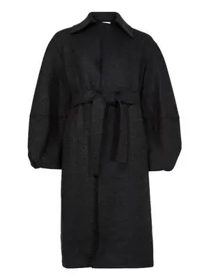 Harris Wharf London Pressed Wool Puff-sleeved Coat - Grey