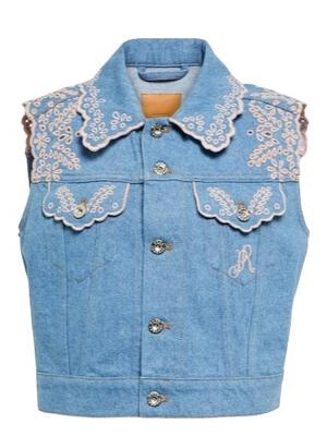 Rabanne Embroidered Denim Vest - Blue
