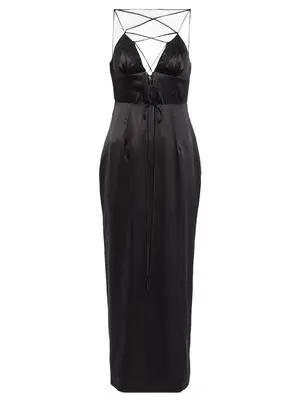 Alessandra Rich Silk-blend Satin Maxi Dress - Black
