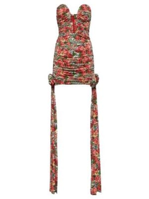 Magda Butrym Floral Ruched Mini Dress - Brown