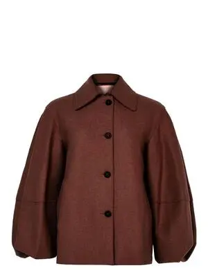 Harris Wharf London Puff-sleeved Pressed Wool Jacket - Red