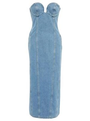 Magda Butrym Denim Bustier Midi Dress - Blue
