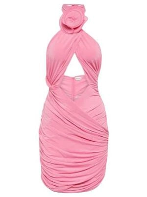 Magda Butrym Floral Appliqué Silk-blend Minidress - Pink