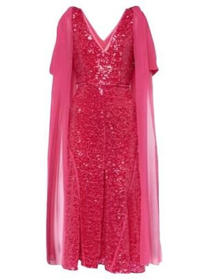 Erdem Sequined Midi Dress With Cape Effect - Red