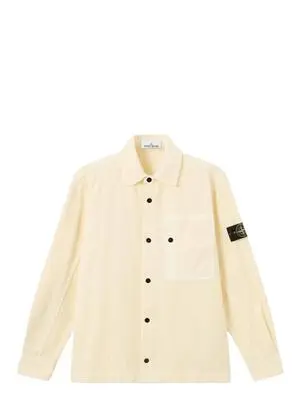 Stone Island Snap-button Shirt Jacket With Chest Pockets - Ivory