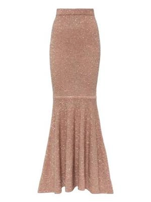 Altuzarra Metallic Knit Maxi Skirt - Nude