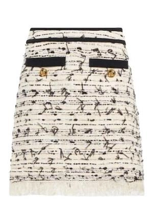 GIAMBATTISTA VALLI Giambattista Valli Tweed Mini Skirt With Fringe And Gold Buttons