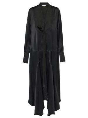Plan C Asymmetrical Pleated Midi Dress - Black
