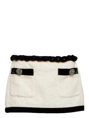 AREA Embellished Boucle Miniskirt - White