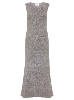 JIL SANDER Sleeveless Metallic Sheen Midi Dress - Gray