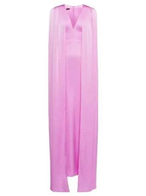 Alex Perry Hudson Satin Crepe Gown With Cape Effect - Purple