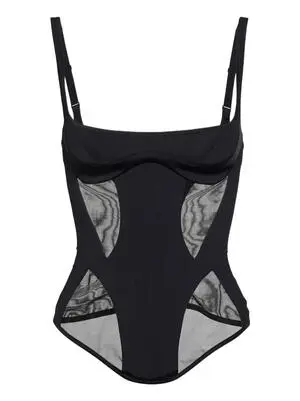 MUGLER Seam Bustle With Square Neckline - Black
