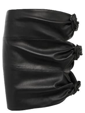 Magda Butrym Leather Cut Out Skirt With Rose Embellishments - Black