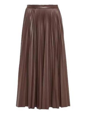 Altuzarra Sif Pleated Faux Leather Maxi Skirt - Brown