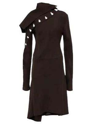 JIL SANDER Mock Neck Padded Taffeta Midi Dress - Black