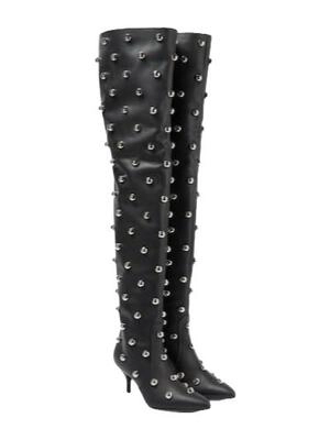 Magda Butrym Embellished Leather Over-the-knee Boots - Black
