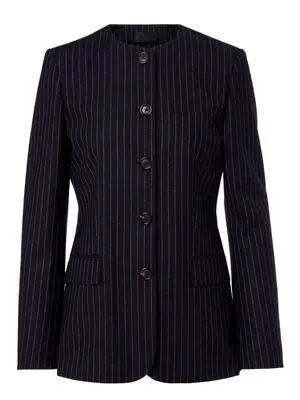 NILI LOTAN Pinstripe Wool Jacket - Black