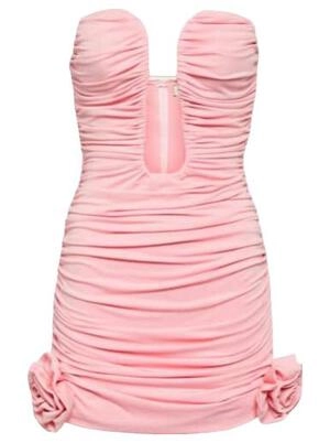 Magda Butrym Floral-appliqué Ruched Off-the-shoulder Minidress - Pink