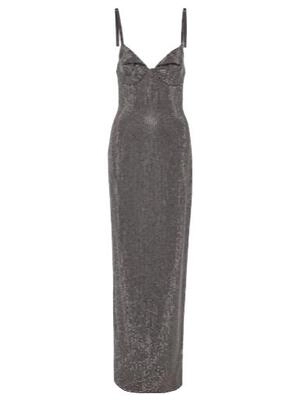 AREA Crystal-embellished Jersey Gown - Black