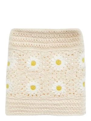 Alanui Daisy Crocheted Miniskirt - Nude