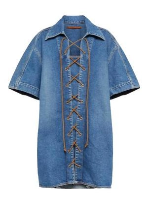 PETAR PETROV Amos Denim Mini Dress - Blue