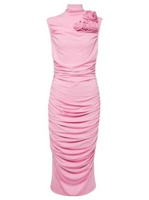 Magda Butrym Floral Appliqué Knit Midi Dress - Pink