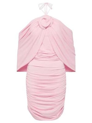 Magda Butrym Floral-appliqué Off-shoulder Wrap Dress - Pink