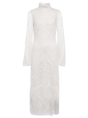 Galvan Borghese Backless Lace Midi Dress - White