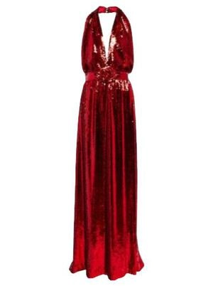 RODARTE Halterneck Sequined Gown - Red