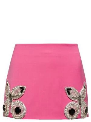 AREA AREA Crystal-Embellished Wool Miniskirt