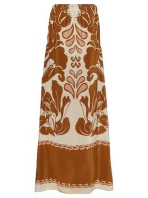 ADRIANA DEGREAS Adriana Degreas Printed Strapless Silk Maxi Dress