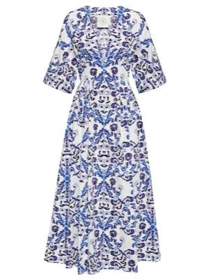 EMILIA WICKSTEAD Elowen Printed Cotton Maxi Dress - Blue