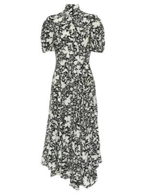 Stella McCartney Floral Silk Midi Dress - Gray