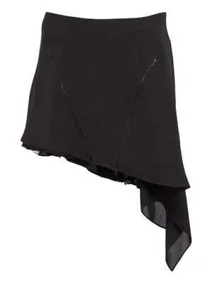 MUGLER Asymmetrical Mini Skirt With Zipper Detail - Black