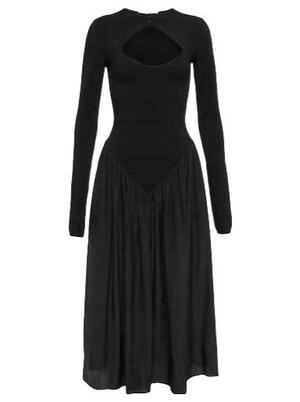Stella McCartney Cutout Silk-trimmed Midi Dress - Black