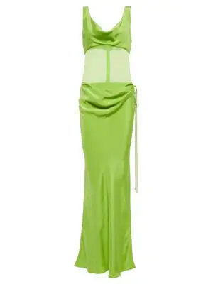 Christopher Esber Sheer-detail Silk Satin Gown - Green