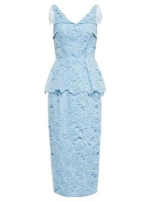 EMILIA WICKSTEAD Maesa Lace Peplum Midi Dress - Blue