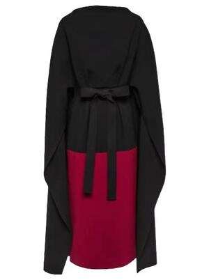 ROKSANDA Two-tone Crepe Midi Dress With Cape Effect - Black