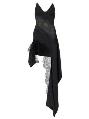 David Koma Asymmetrical Lace Trim Mini Dress - Black