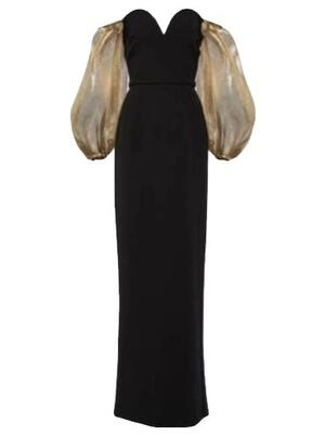 SAFIYAA LONDON Off-the-shoulder Gown With Puff Sleeves - Black