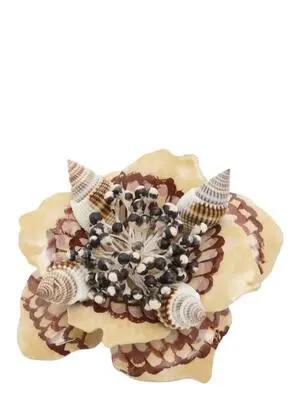 Valentino Garavani Flower Brooch With Snail Detail - Yellow