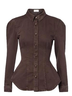Magda Butrym Peplum Denim Jacket - Brown